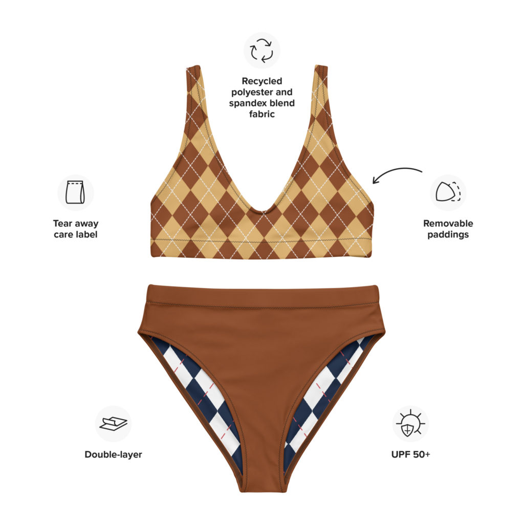 Super Chic Recycled High-waisted Brown Bikini Set, Up To Size 3XL ...